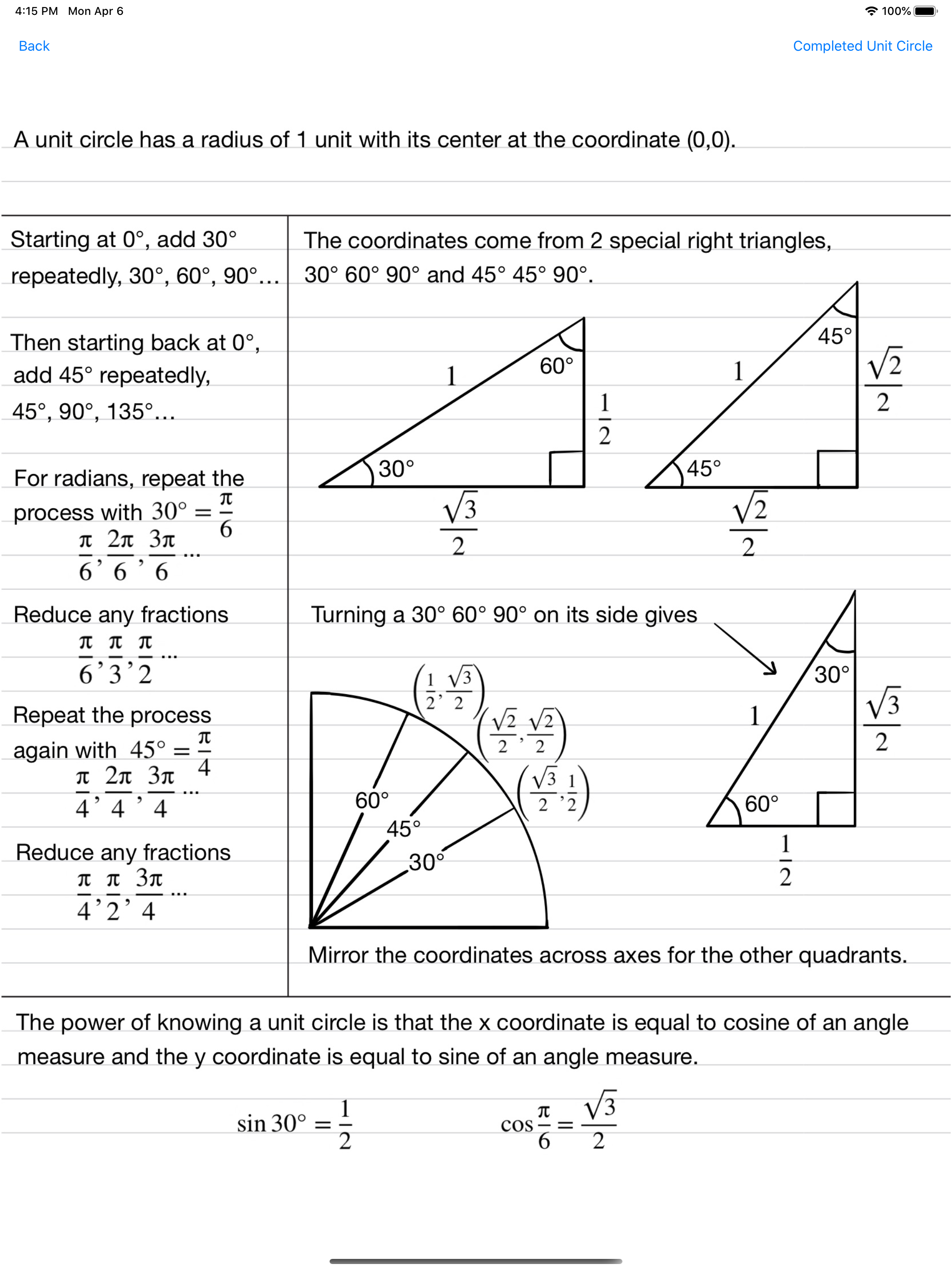 Unit Circle Practice – Lightbulb Learning Logic